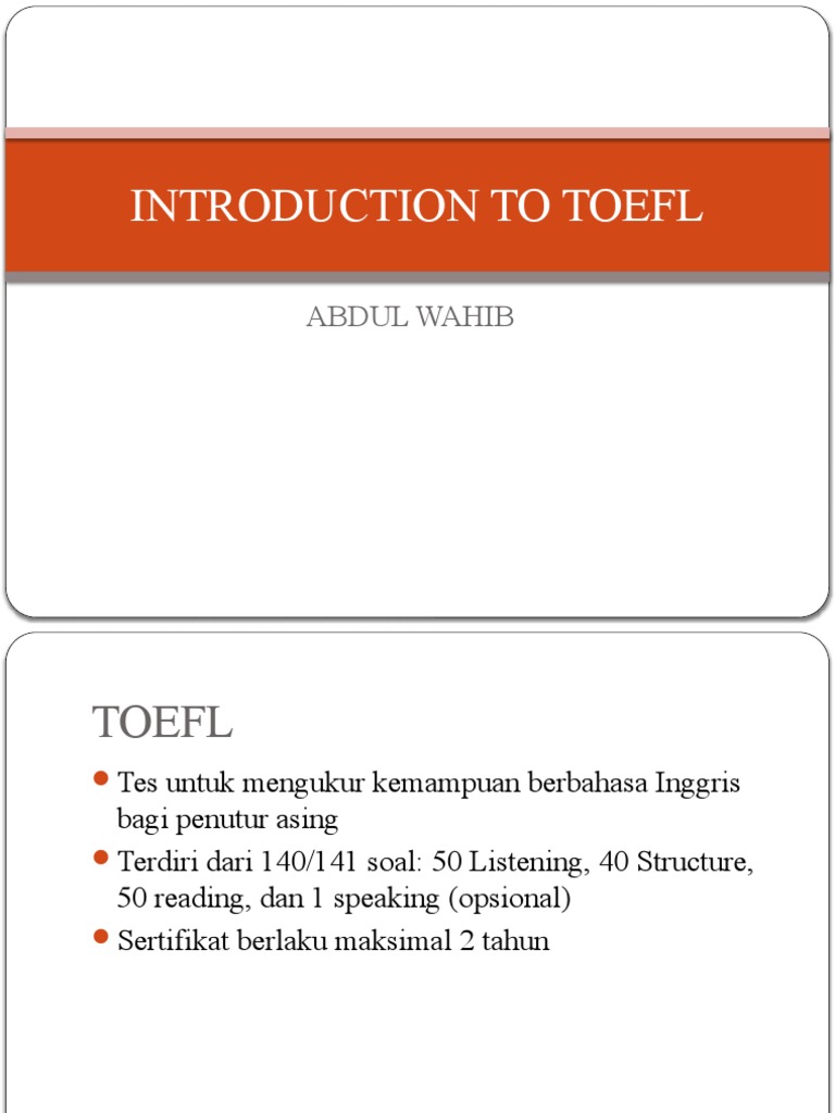 Introduction To Toefl | PDF