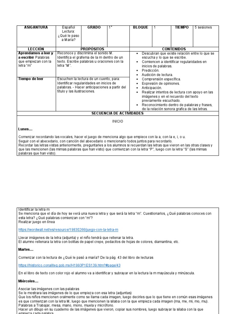 Planeacion Letra M | PDF | Comunicación humana | Lingüística