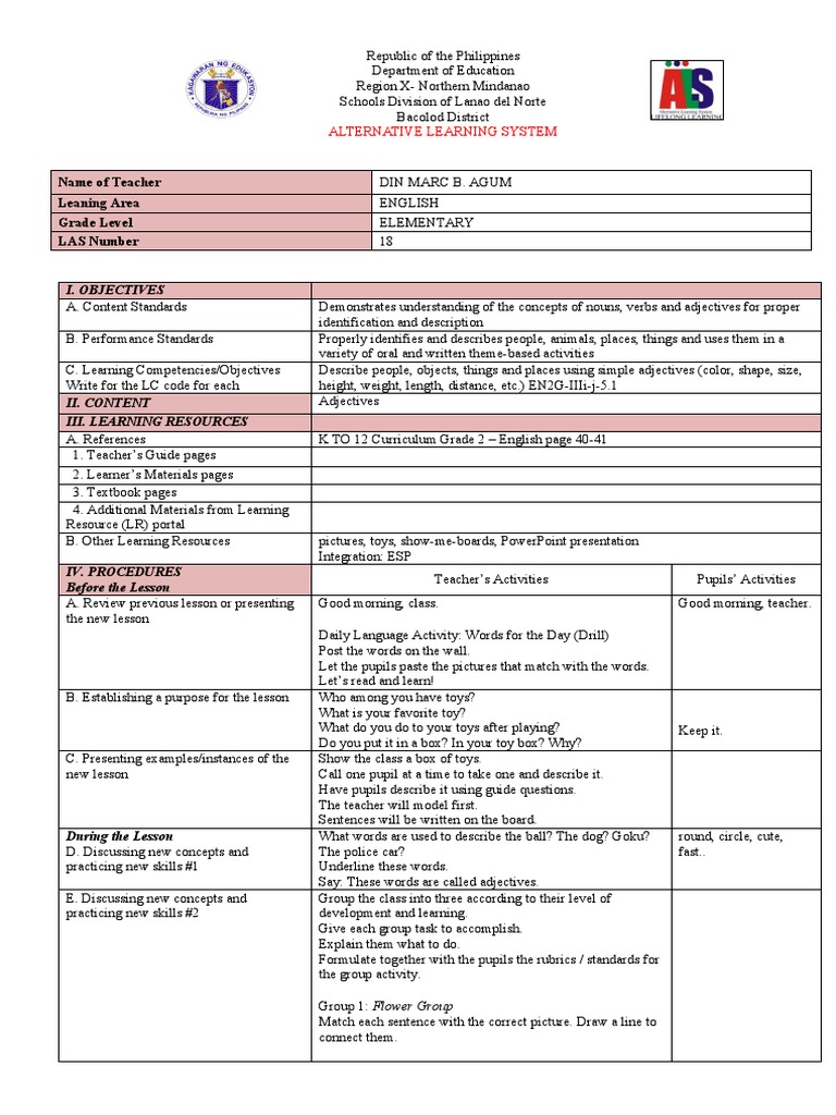 Elementary COT DLP Q4 ENGLISH | PDF | English Language | Teachers