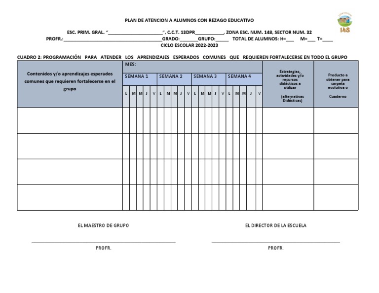 Plan de Atencion A Alumnos Con Rezago Educativo | PDF