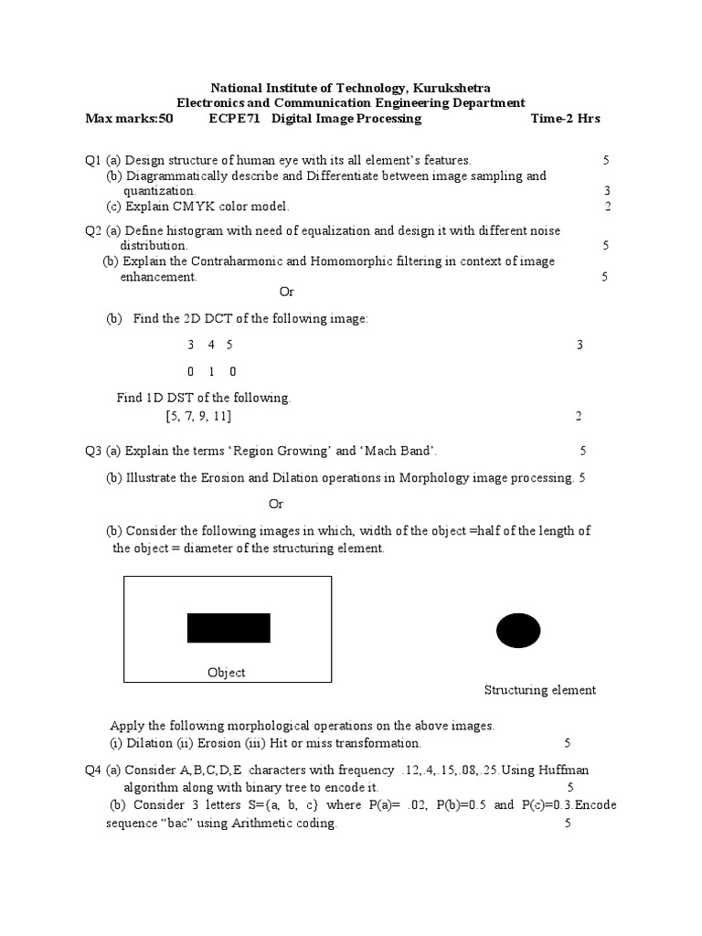 DIP End Sem Paper | PDF | Digital Signal Processing | Electronics