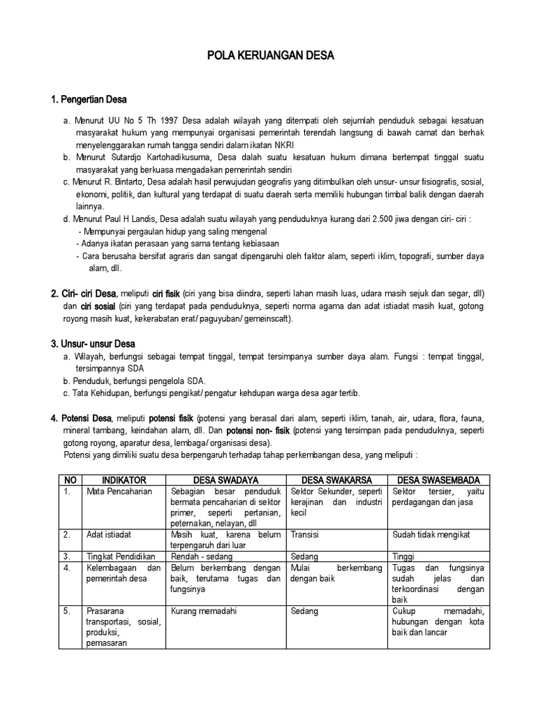 Pola Keruangan Desa-Kota | PDF | Ilmu Sosial