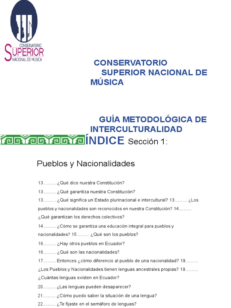 Guía Metodológica de Interculturalidad - CSNM PDF | PDF | Ecuador | Interculturalidad