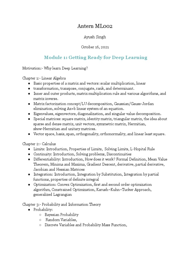 Ml002 Syllabus Pdf Matrix Mathematics Artificial Neural Network 