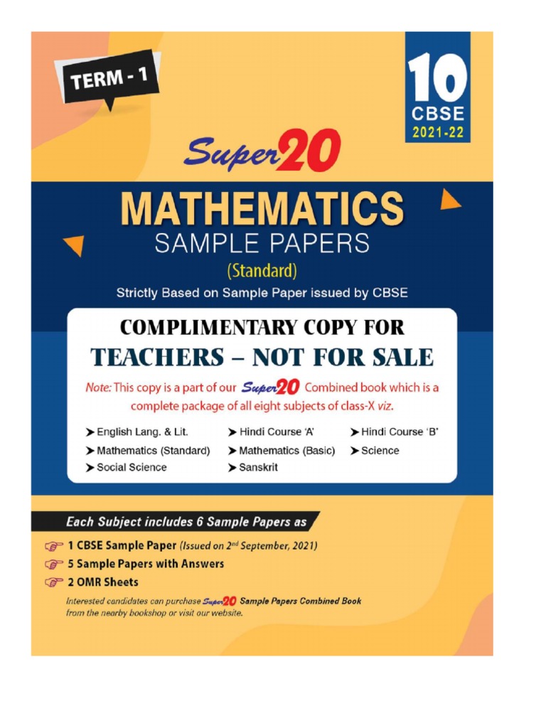Super 20 Sample Question Papers - Mathematics | PDF