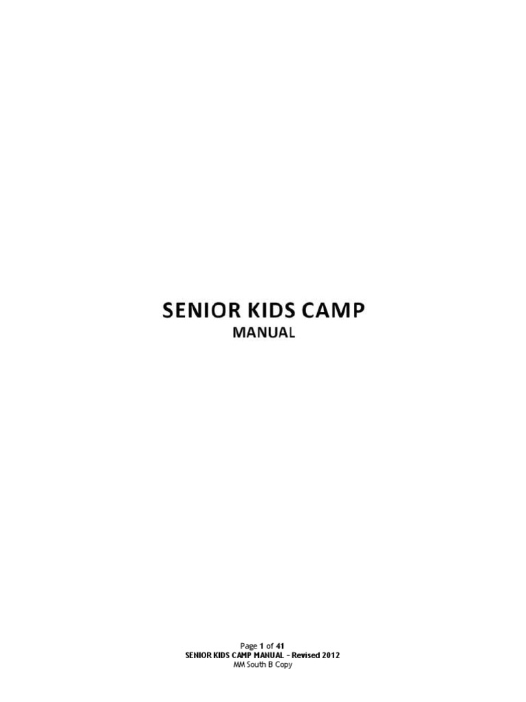 Entry Camps Senior Kids Camp Manual Revised 2012 | PDF