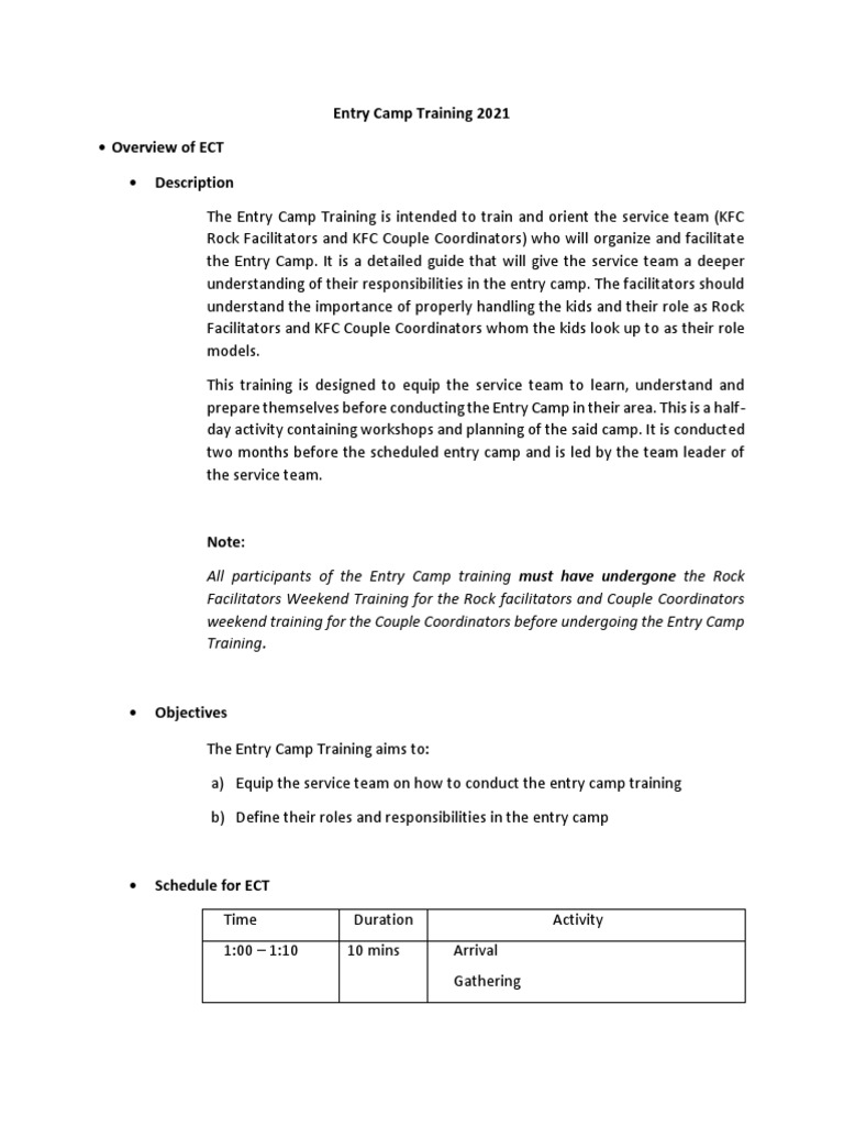 Entry Camp Training | PDF | Love | Jesus