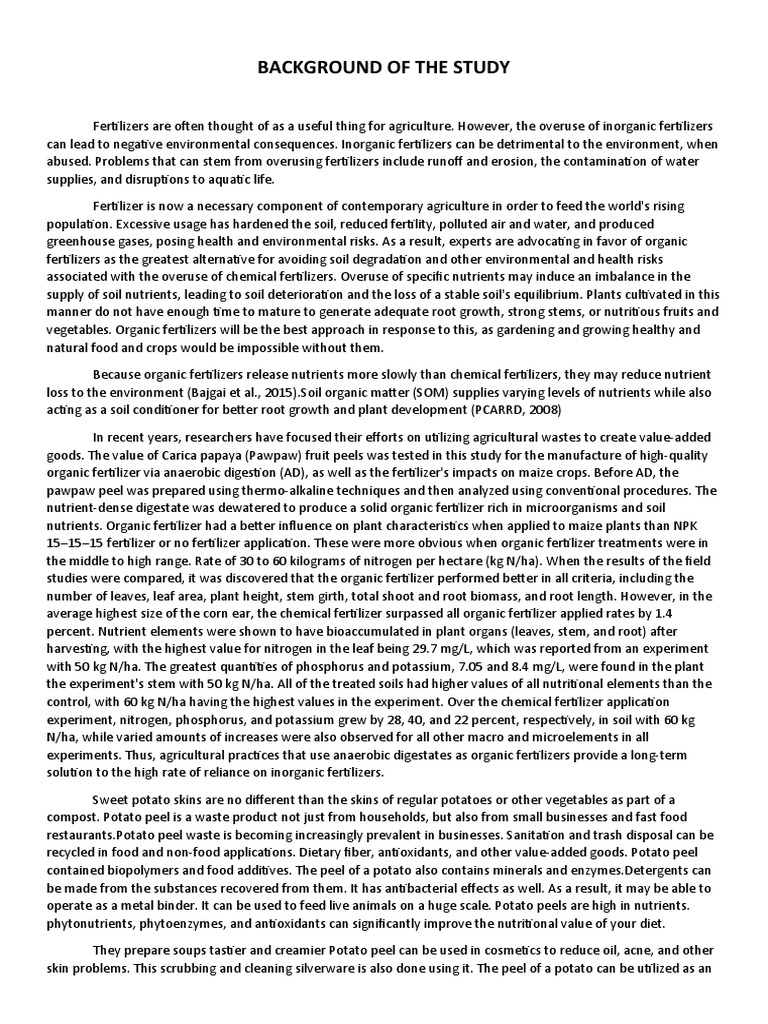 Background of The Study | PDF | Fertilizer | Soil