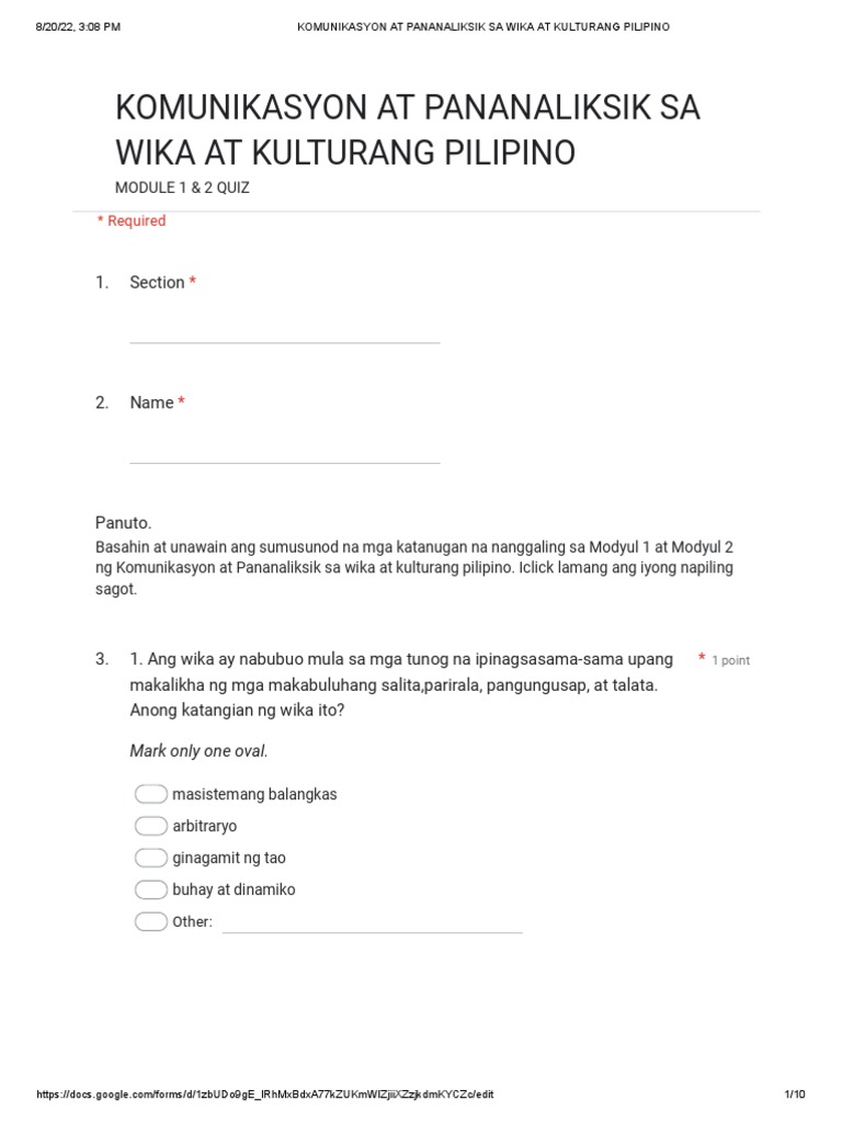 Assessment - Google Forms | PDF