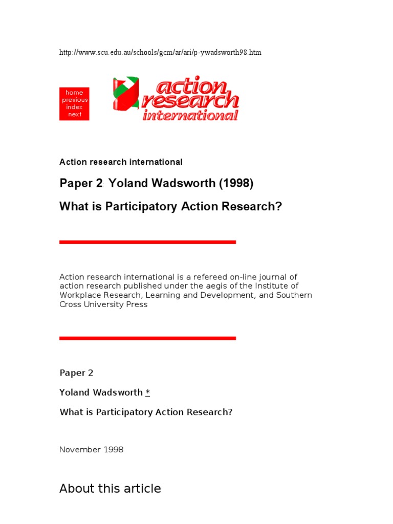 Action Research Wadsworth | PDF | Participatory Action Research ...