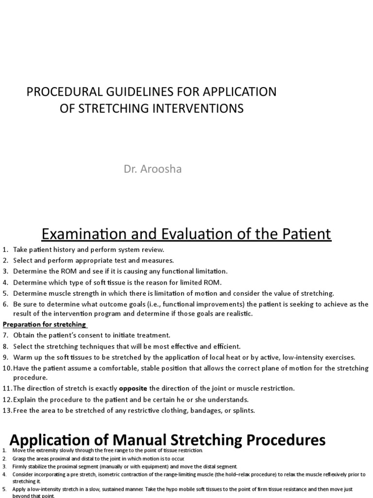 Lecture 9 Guidelines For Application of Stretching Interventins | PDF ...