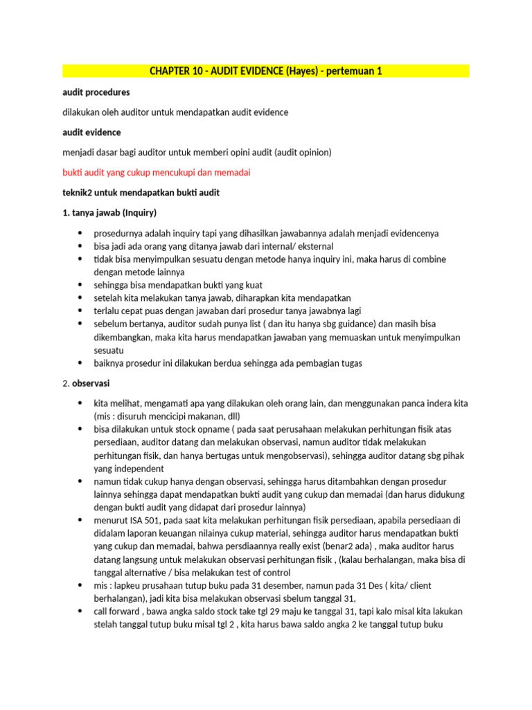 Pertemuan 1 Audit Evidence | PDF