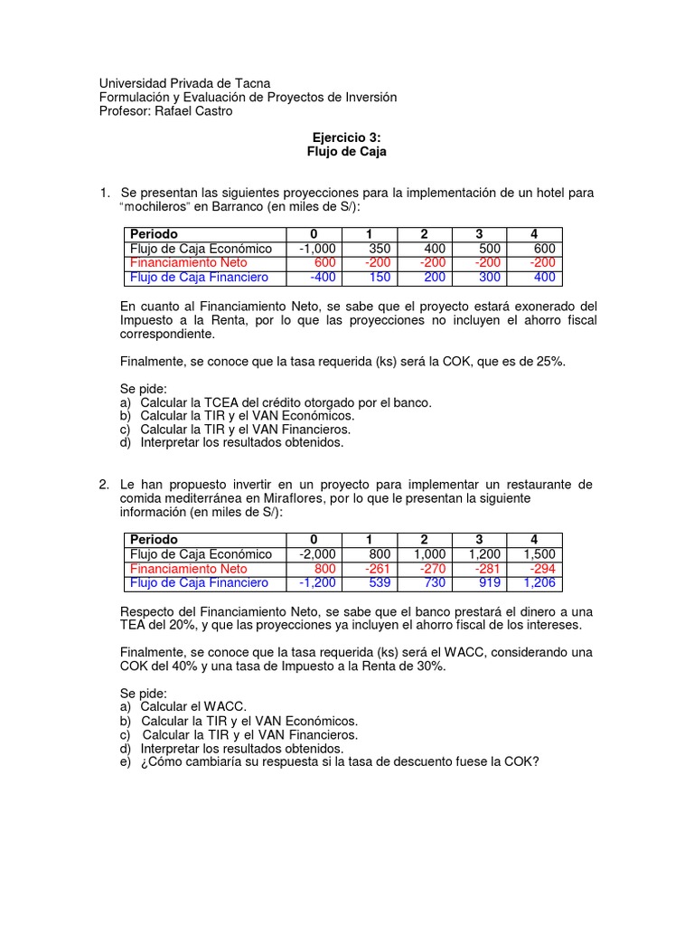 Ejercicio Flujo de Caja | PDF | Flujo de efectivo | Ahorro