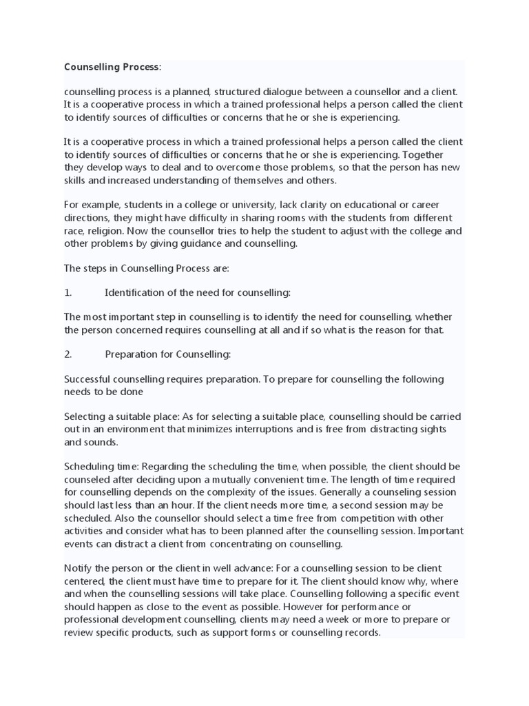 Counselling Process | PDF | Psychology | Cognition