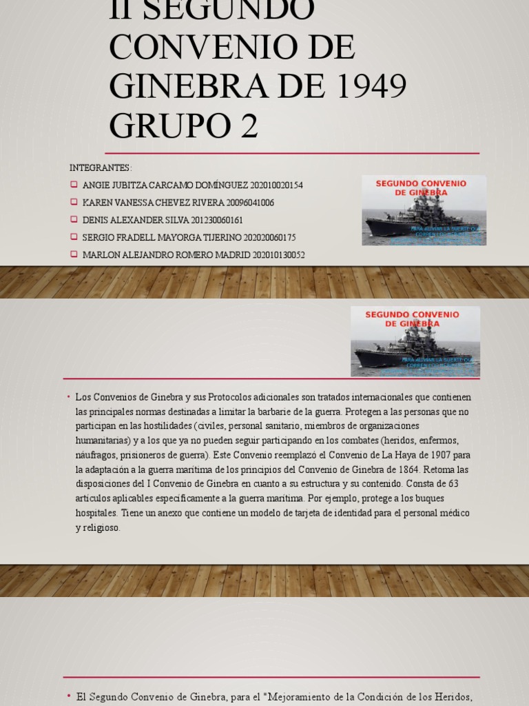 II Segundo Convenio de Ginebra de 1949 Grupo | PDF | Convenios de Ginebra | Tratado
