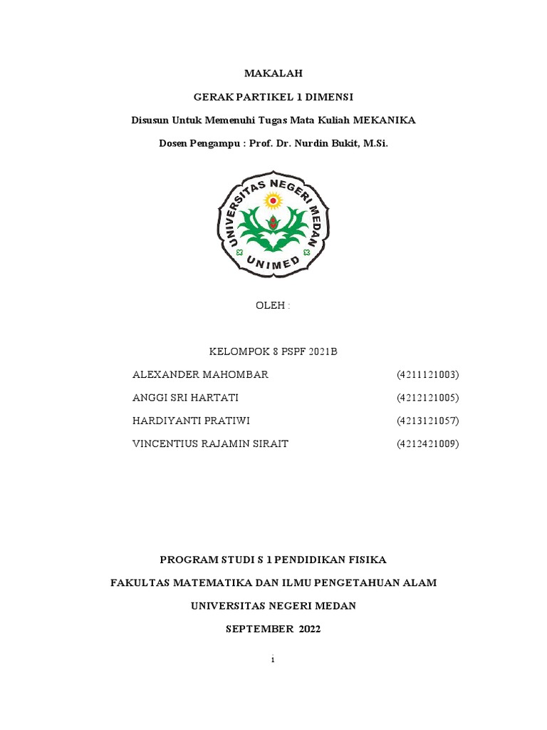 Gerak Partikel dalam Satu Dimensi | PDF