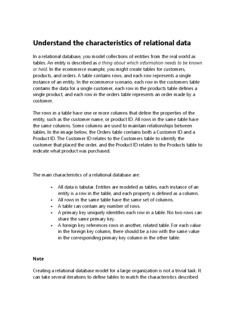 3 - Describe Concepts of Relational Data | PDF | Database Index | Databases