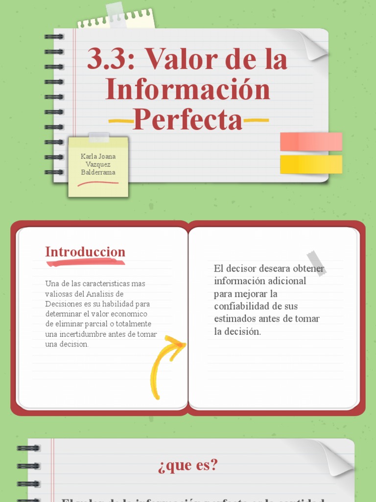 3.3 Valor de Informacion Perfecta - Karla Vazquez | PDF | Información | Incertidumbre