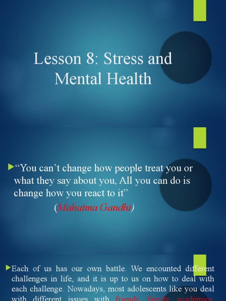 Lesson 8 - Stress and Mental Health | PDF