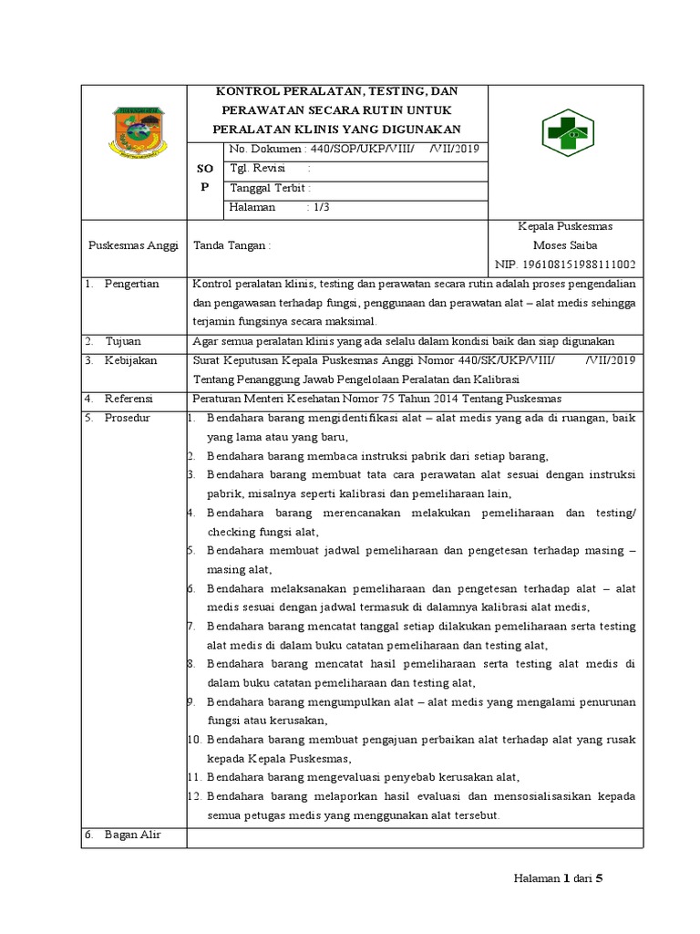 8.6.2 EP 3 SOP Kontrol Peralatan Testing Dan Perawatan Secara Rutin ...