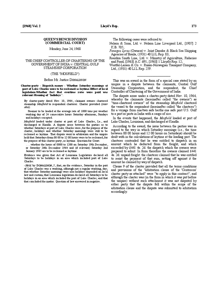 (1968) 2 Lloyds Rep. 0173 | PDF | Arbitration | Justice