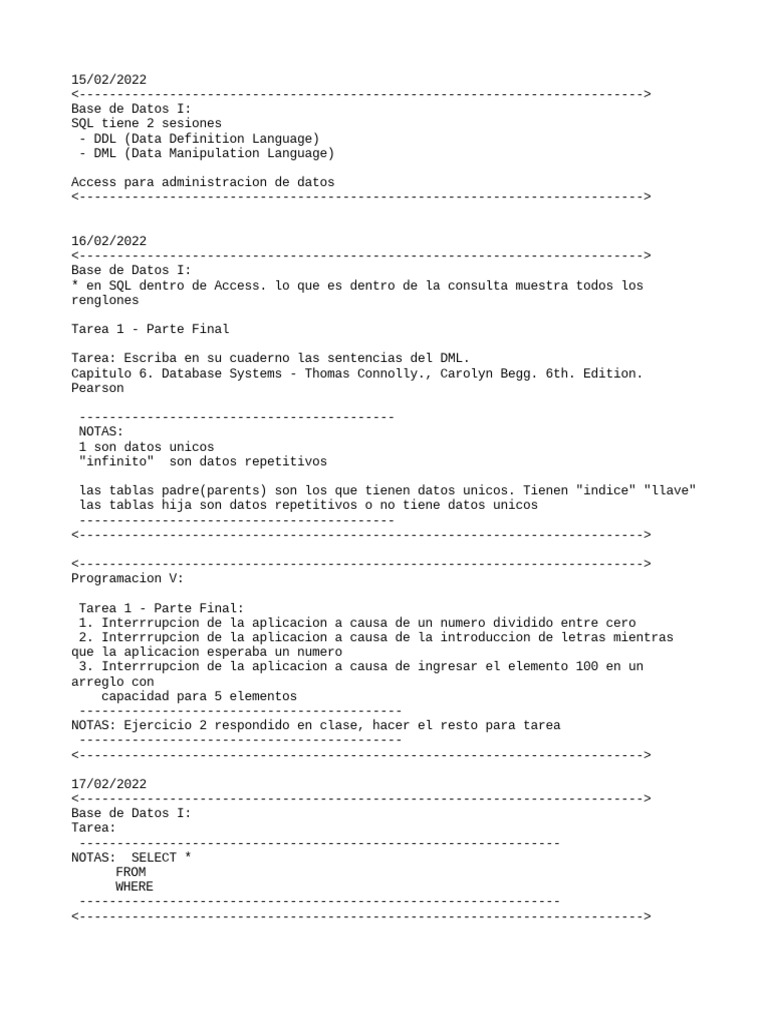 Tareas y Exámenes de Programación y BD | PDF | SQL | Bases de datos
