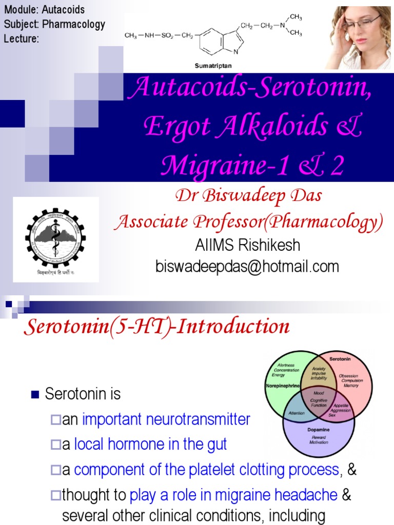 Autacoids Serotonin Migraine | PDF | Serotonin | Headache
