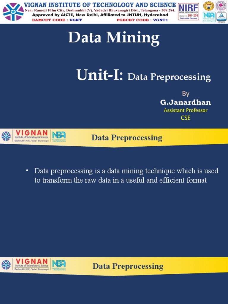 Data Mining Unit 1 Lect 4 Pdf Principal Component Analysis Data Compression 