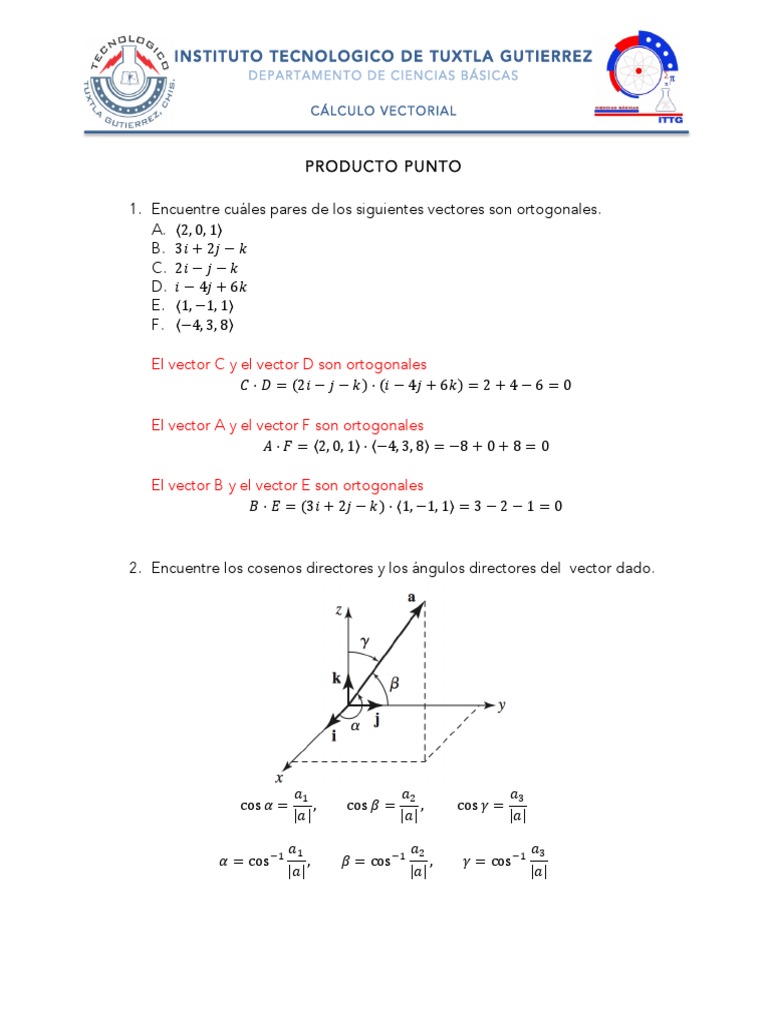 Vectores Ortogonales y Cosenos Directores | PDF | Vector Euclidiano ...