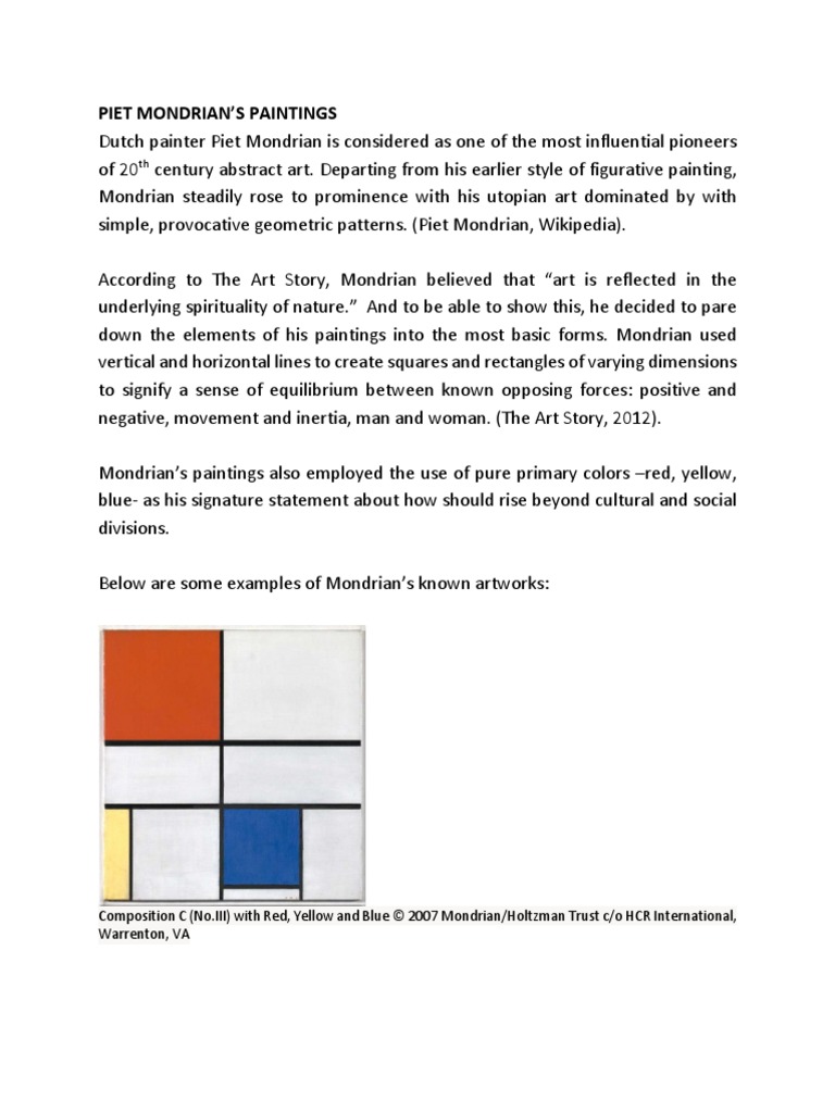 Piet Mondrian's Paintings | PDF | The Arts | Aesthetics