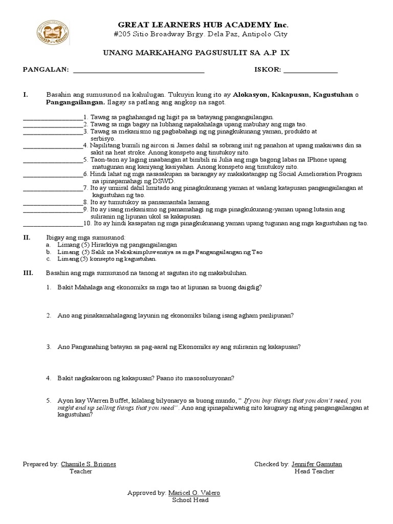 Edited First Periodical Examination 2021-2022 | PDF