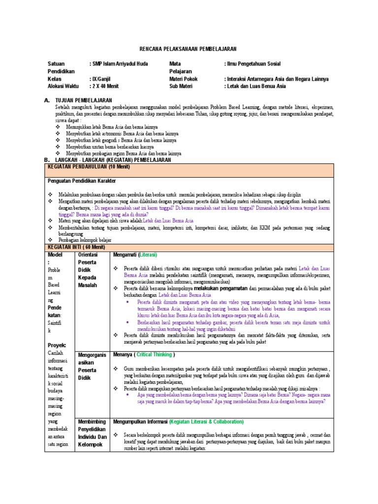 RPP Ips Kelas 9 | PDF