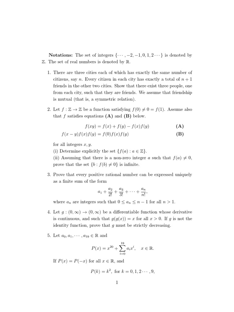 Integer functions and rational expressions | PDF | Integer | Numbers