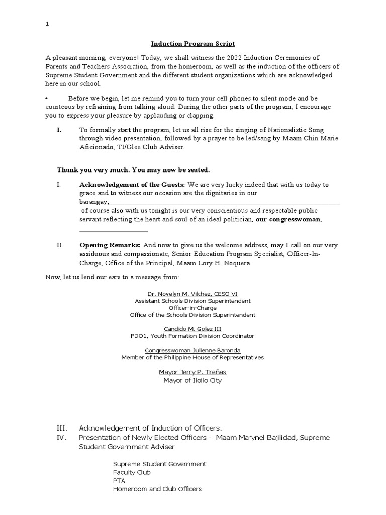 SCRIPT - Induction | PDF