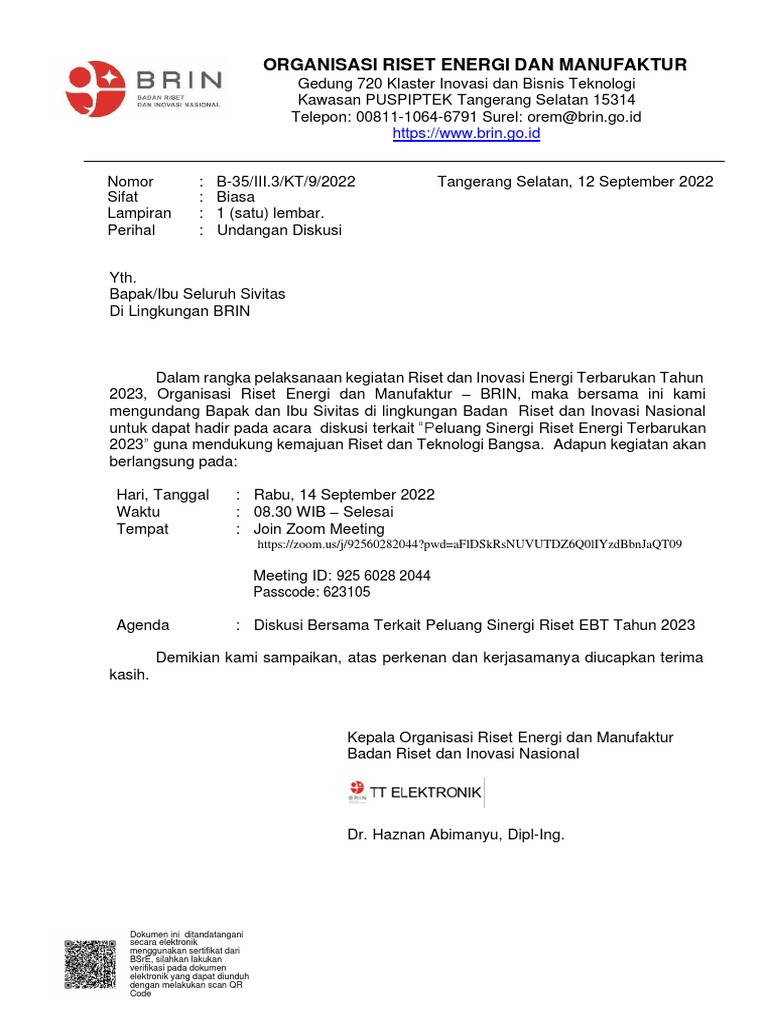 Undangan Diskusi 1409 TTE | PDF