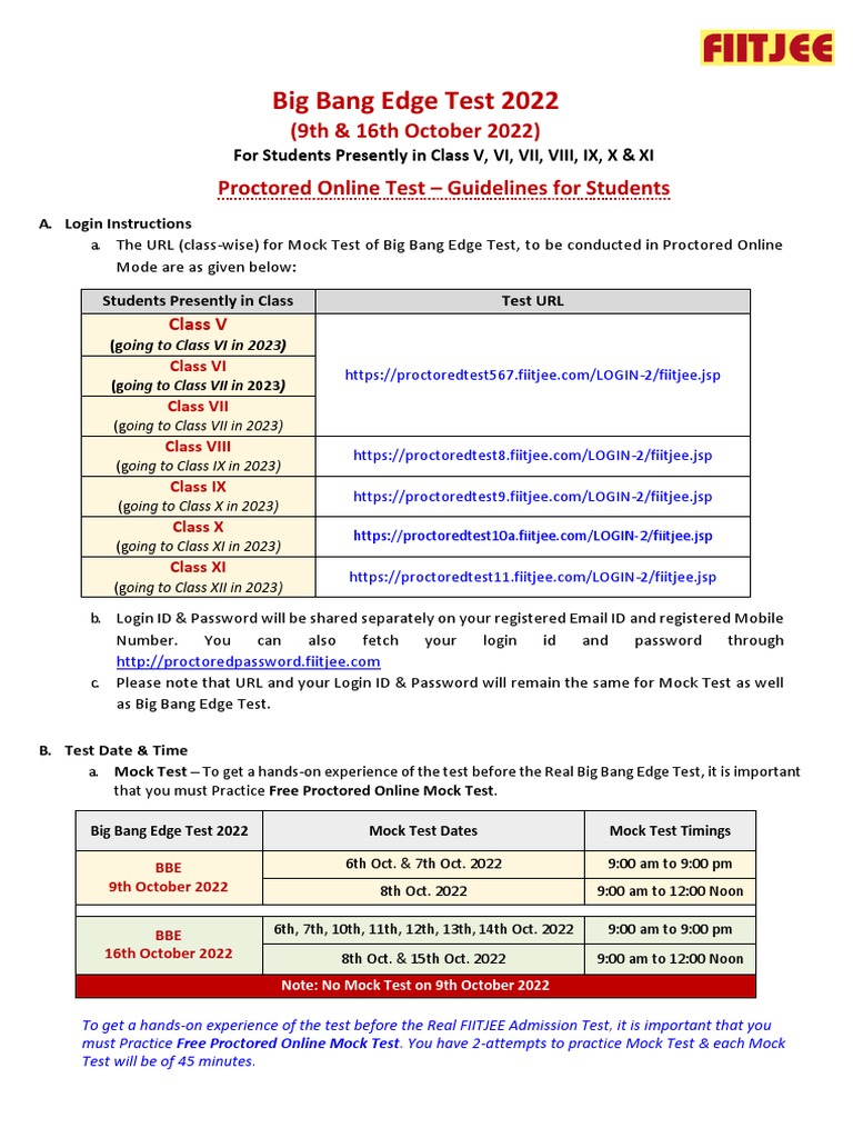 Big Bang Edge Test 2022 Guidelines | PDF | Wi Fi | Mobile Phones