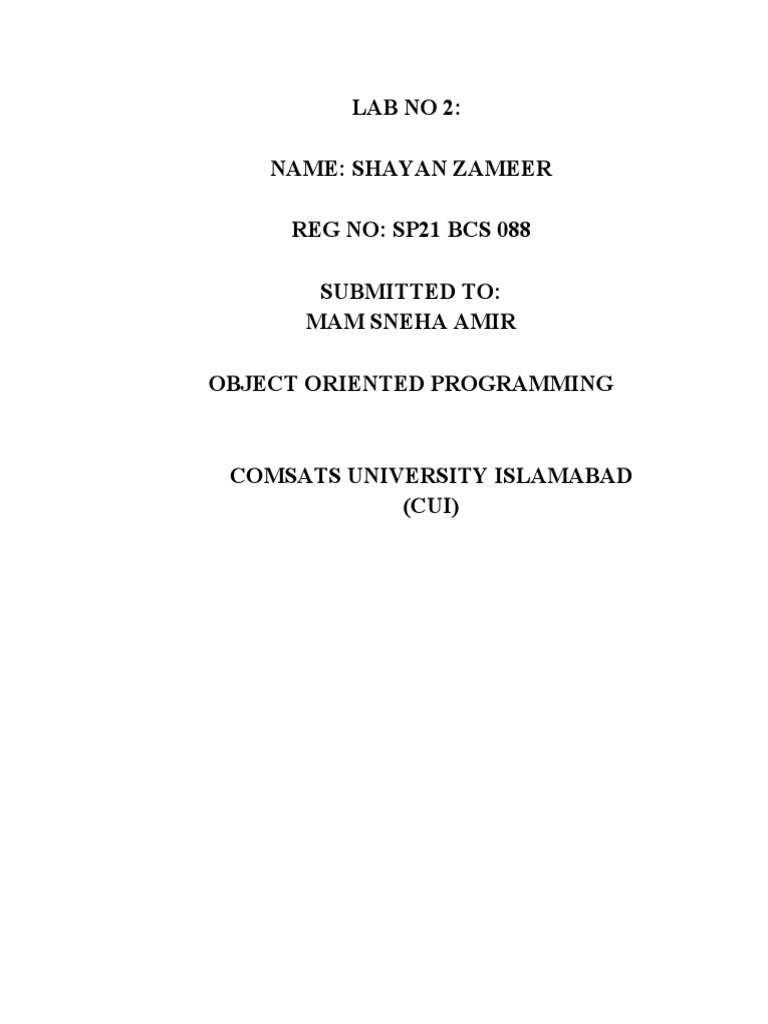 Lab Task 2 Oop | PDF | Class (Computer Programming) | Area Lab Task 2 Oop | PDF | Class (Computer Programming) | Area