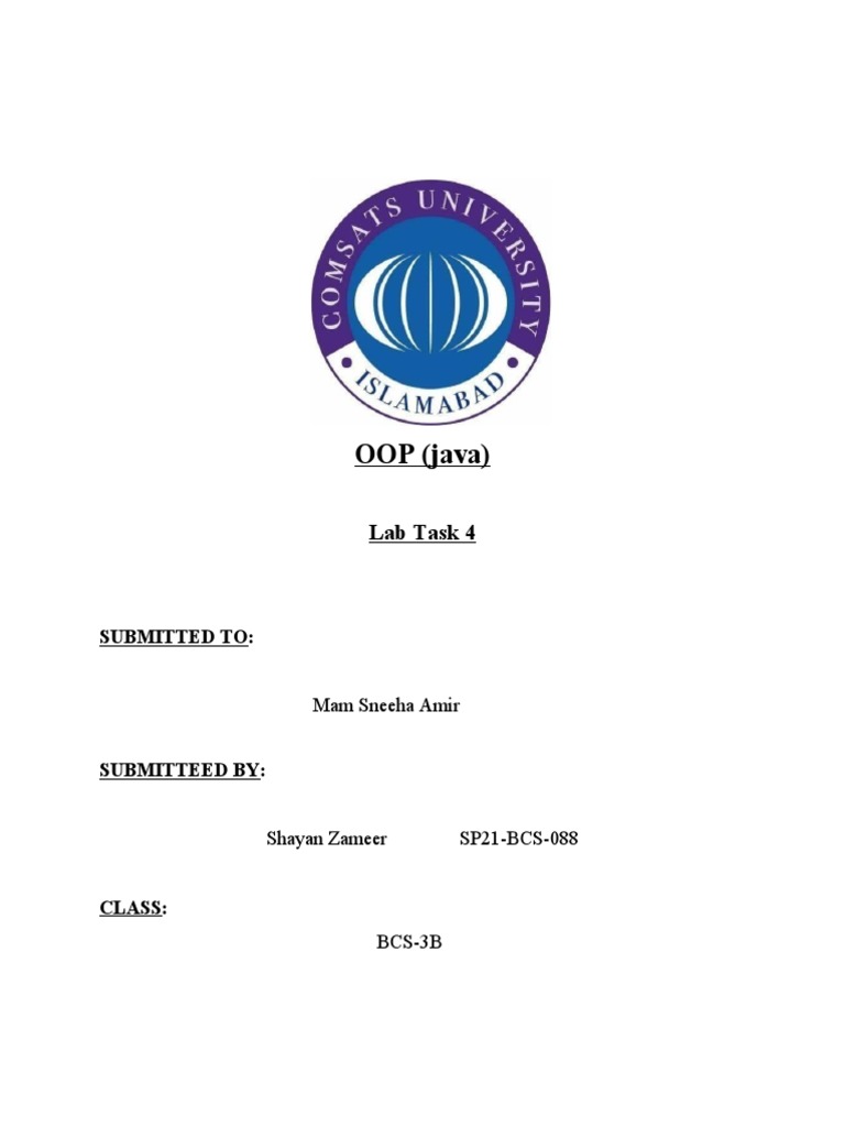 Lab Task 4 Oop Pdf Constructor Object Oriented Programming Programming