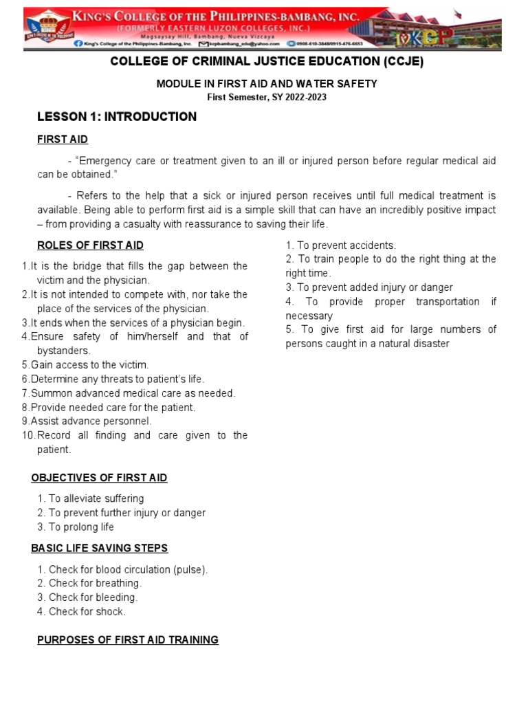 First Aid Module | PDF | Cardiopulmonary Resuscitation | Allergy