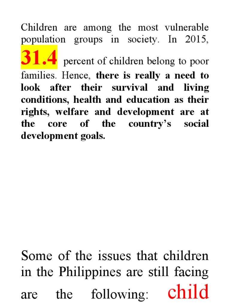Children Are Among The Most Vulnerable Population Groups in Society ...