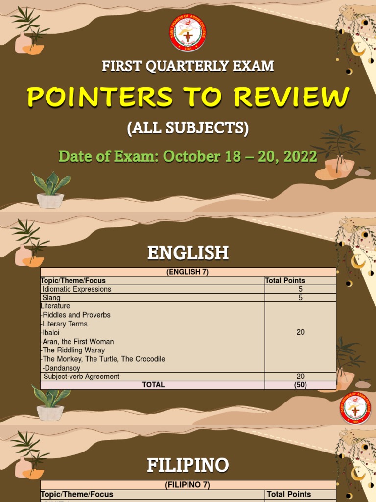 Pointers To Review Grade 7 | PDF | Chemical Substances | Real Number