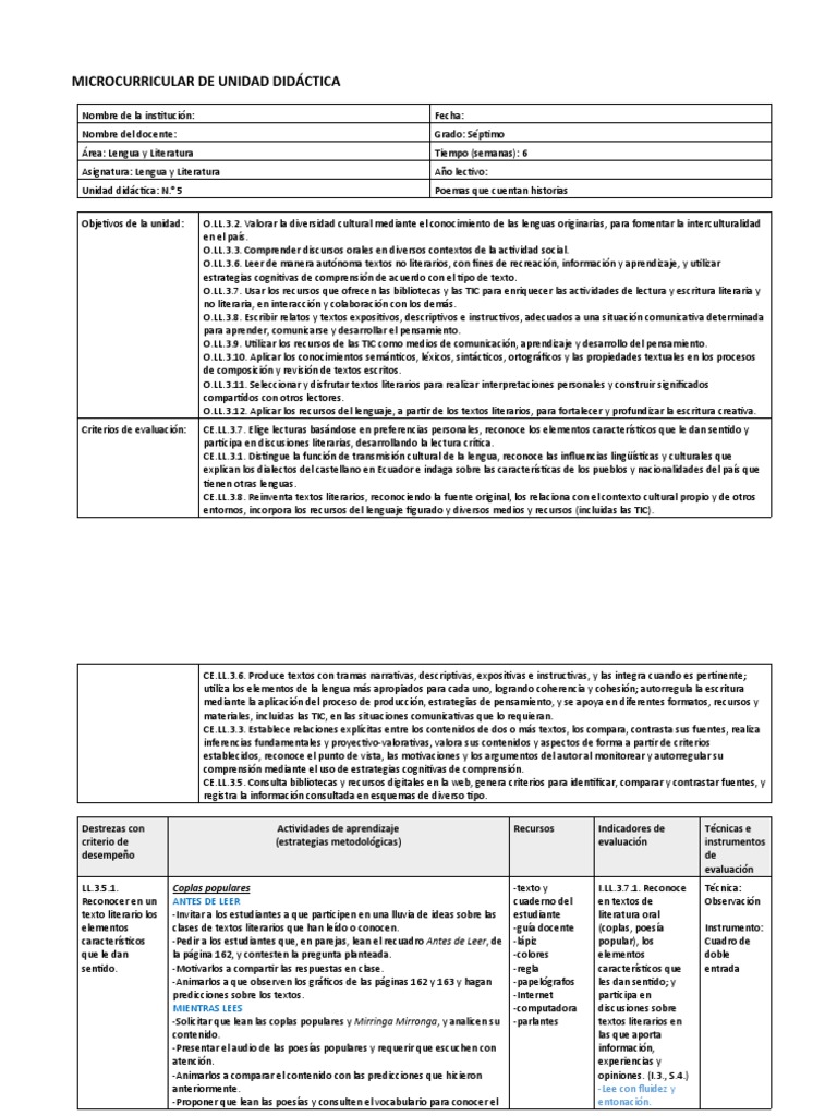 L7 U5 Plan | PDF | Evaluación | Asunto (gramática)