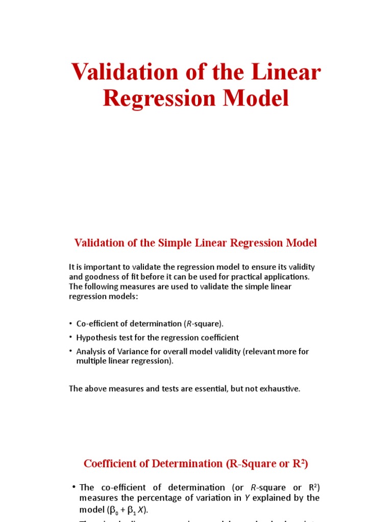 Class 9 Validation of The Linear Regression Model | PDF | Coefficient Of Determination ...