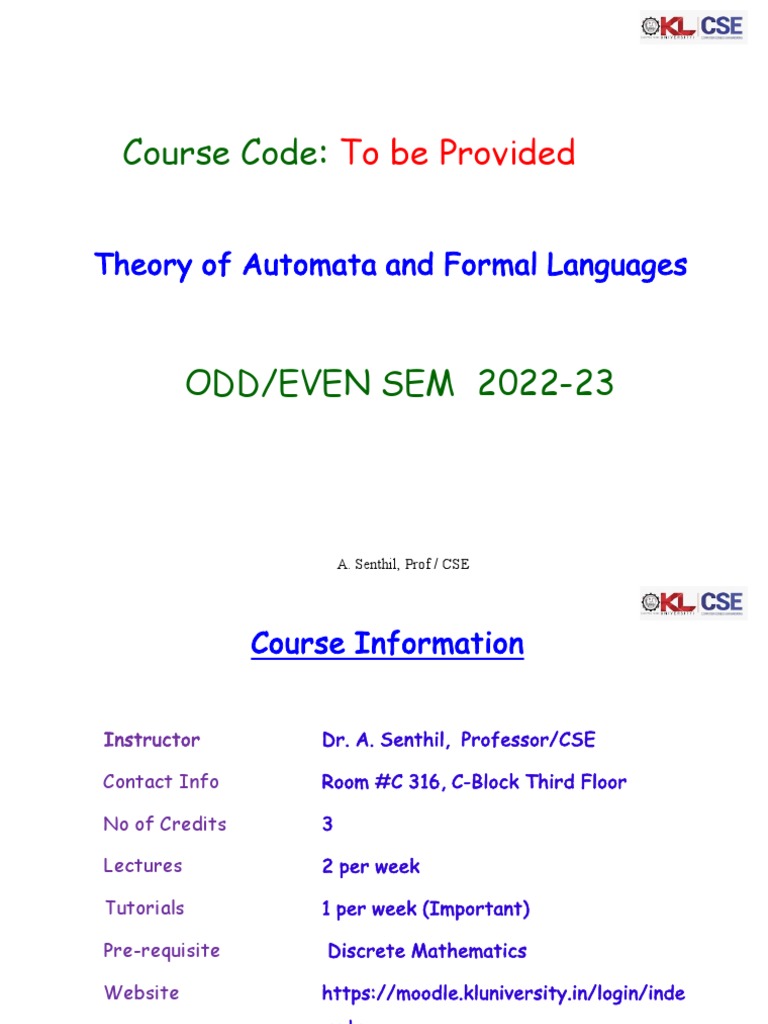 ATFL Lecture 1 | PDF | Automata Theory | Input/Output