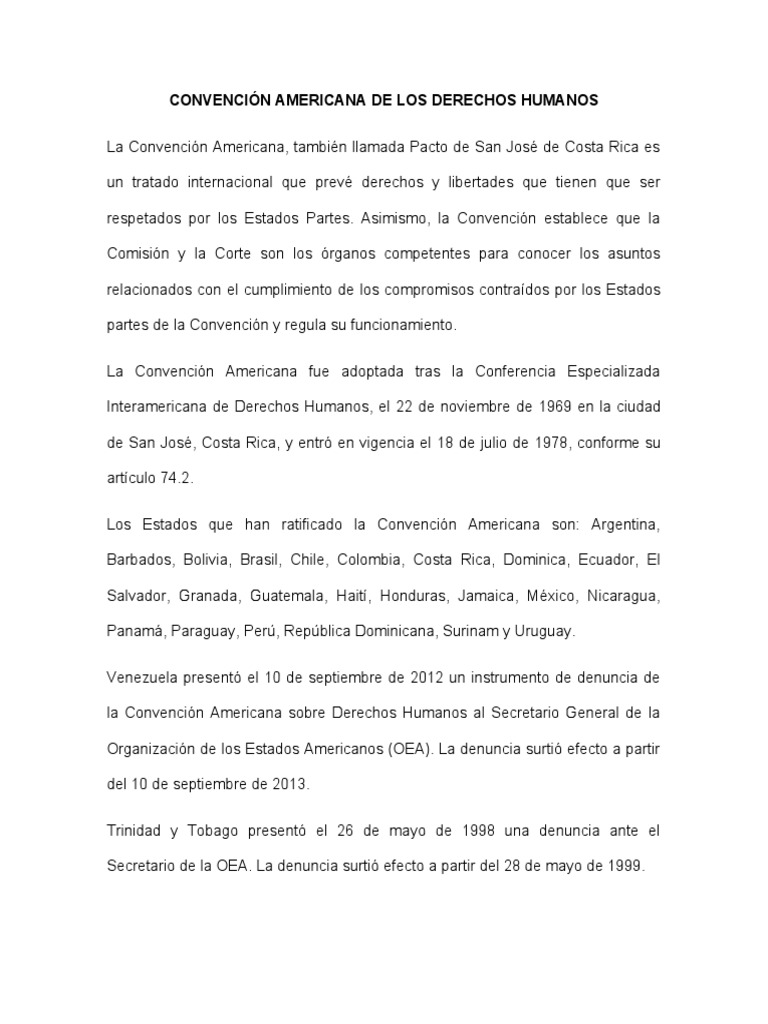 Convención Americana De Los Derechos Humanos Pdf Derechos Humanos
