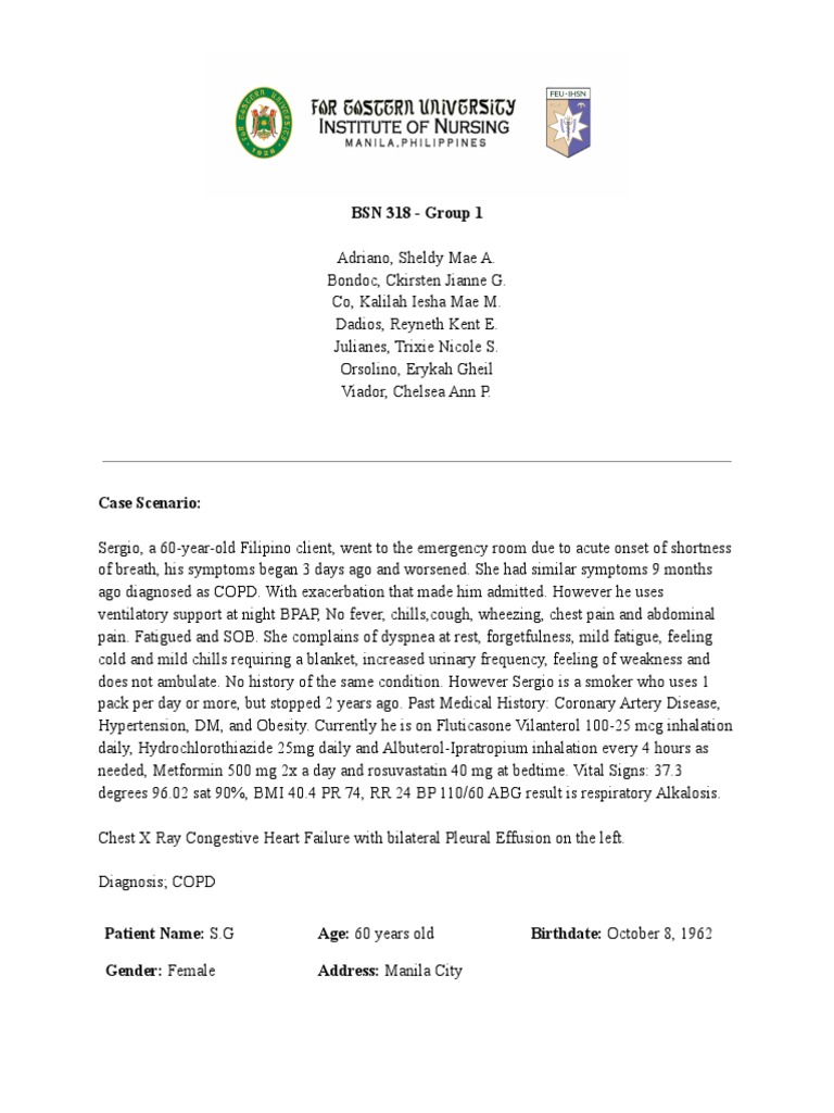 MedSurg - Respiratory Case Study | PDF | Chronic Obstructive Pulmonary ...