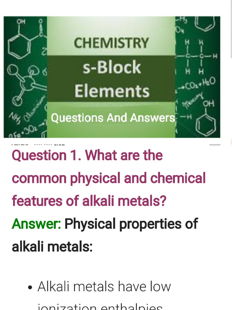 Unit - 10 S-Block Elements | PDF