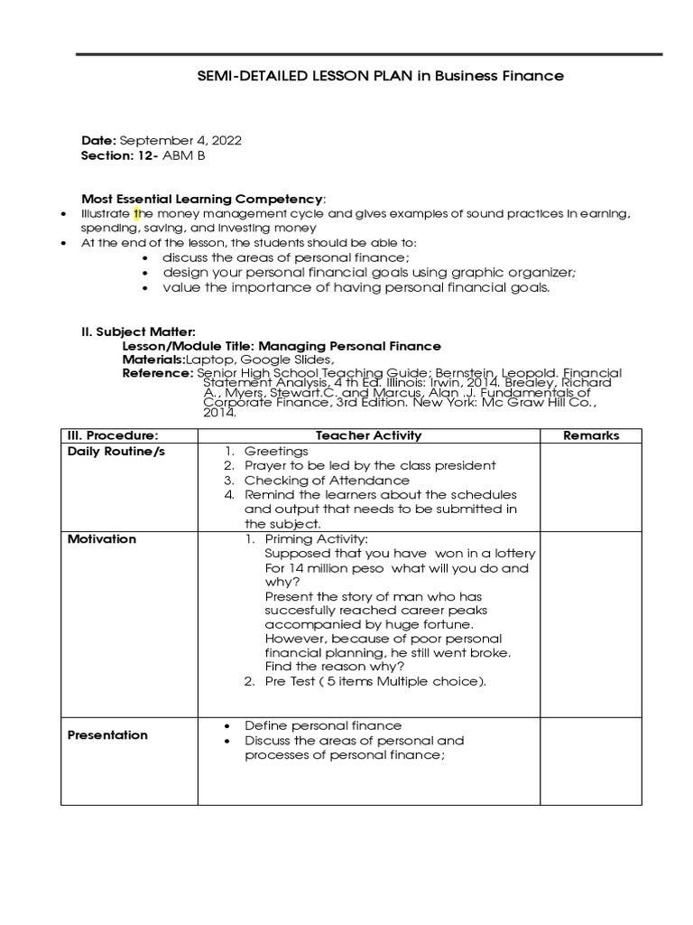 Mbe Methods and Strategies Lesson Plan August 28 | PDF | Lesson Plan ...