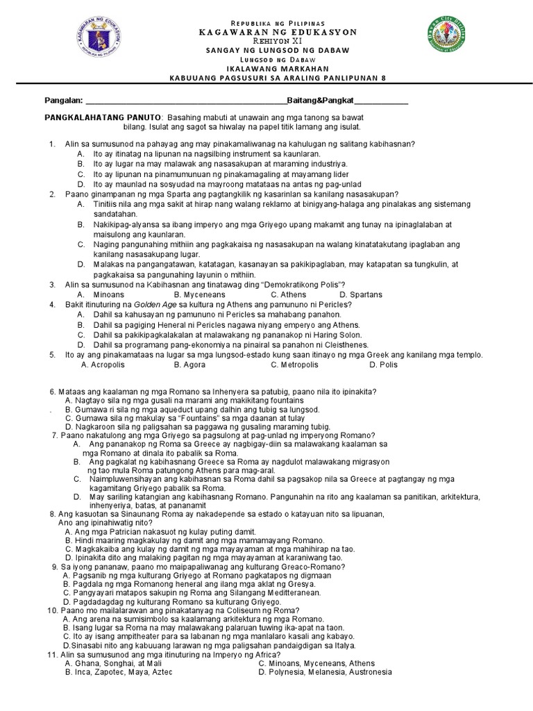 AP8 Q2 Summative Test | PDF