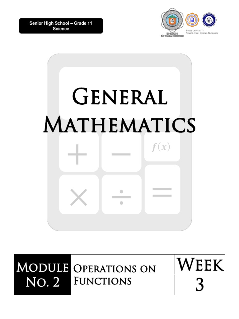 General Mathematics MODULE 3 Part 1 OPERATIONS OF FUNCTIONS | PDF | Function (Mathematics ...